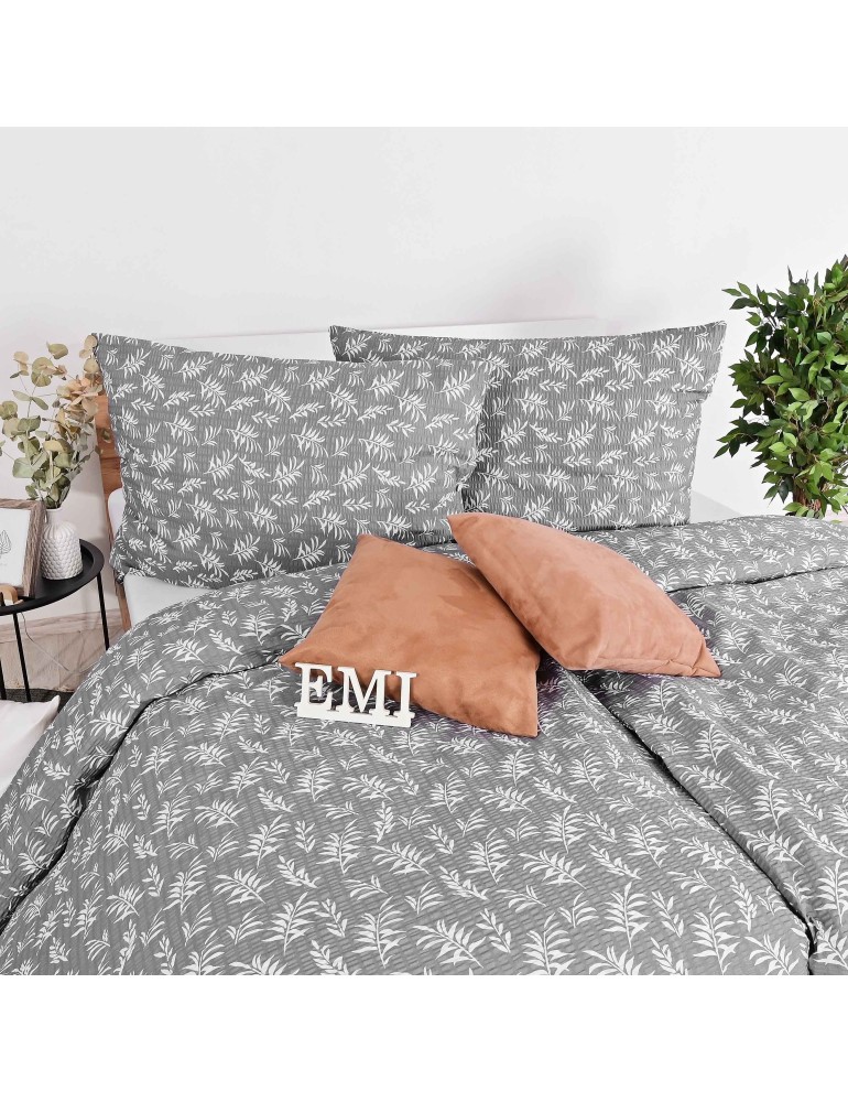 EMI - Nathan krepp ágyneműhuzat 100% pamutból szürke-fehér mintás